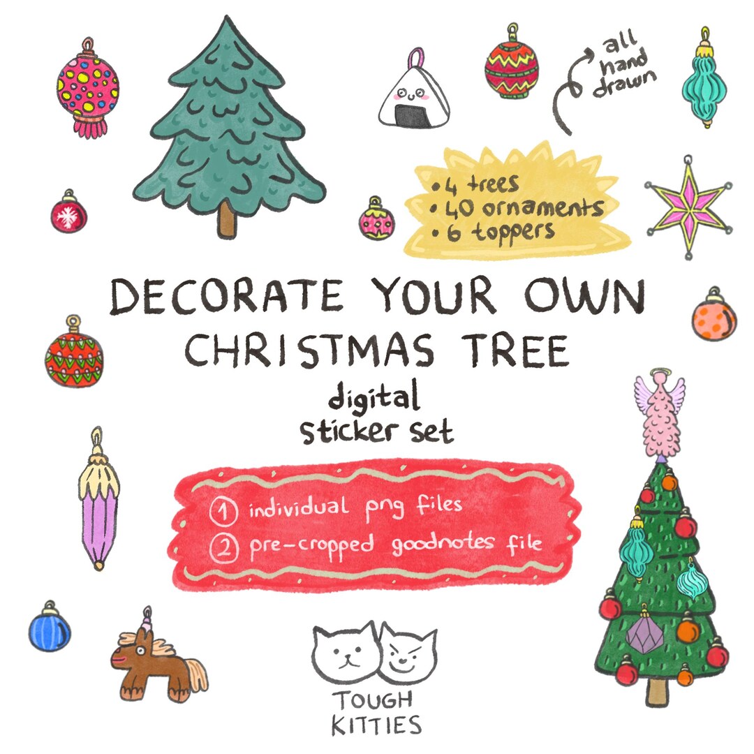 Winter Christmas Digital Stickers, DIY Tree Decor Goodnotes, Cozy ...