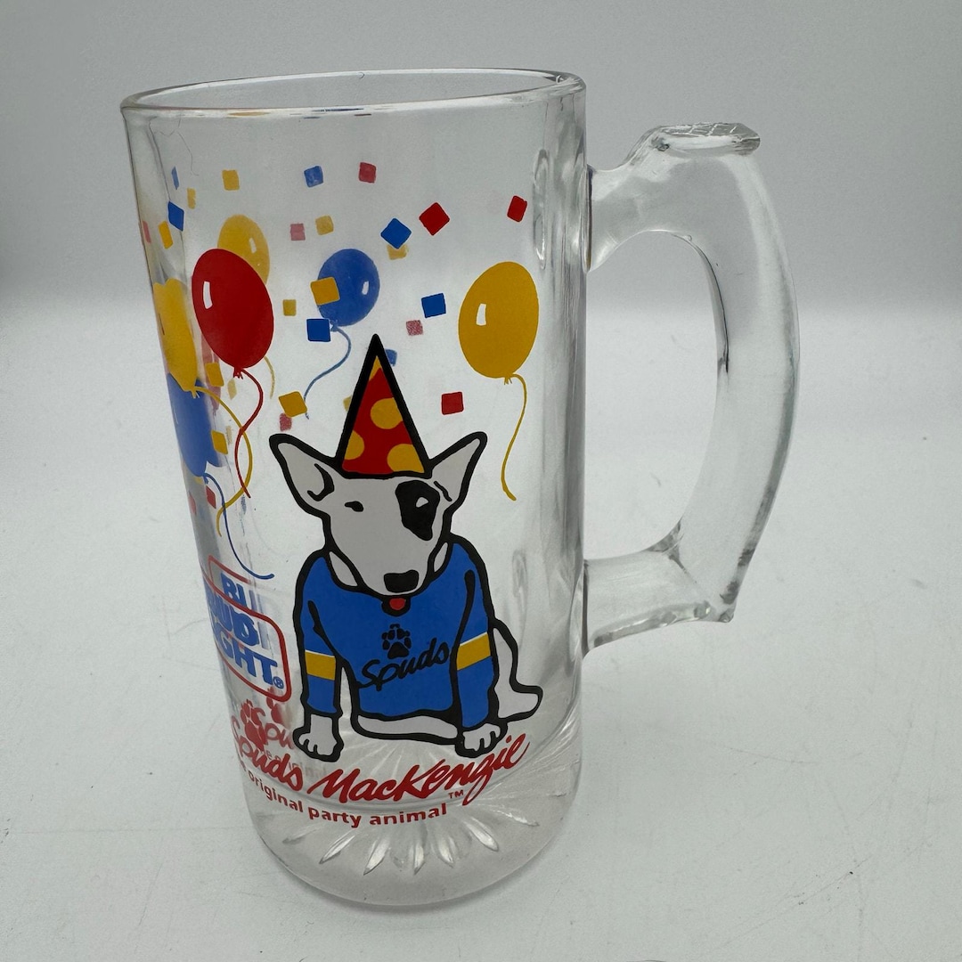 Vintage 1987 Bud Light Spuds Mackenzie Party Dog Beer Mug Glass Stein ...