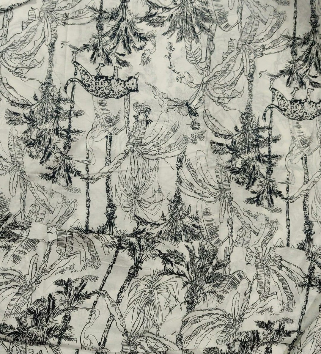 Hand Block Print Cotton Fabric: Animal Print, Boho Style (by the Yard ...