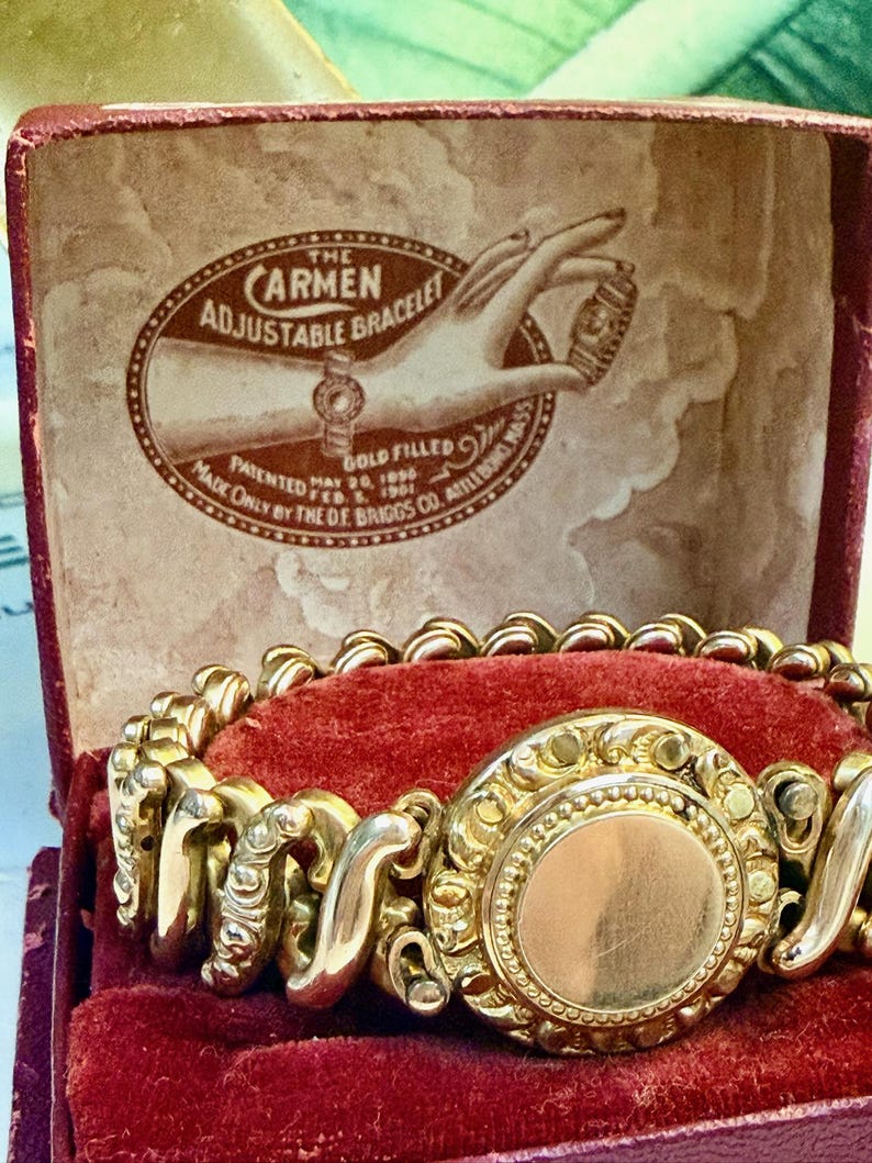 Antique D.F.B. Co. "carmen" Sweetheart Bracelet in Original Box – 14K ...