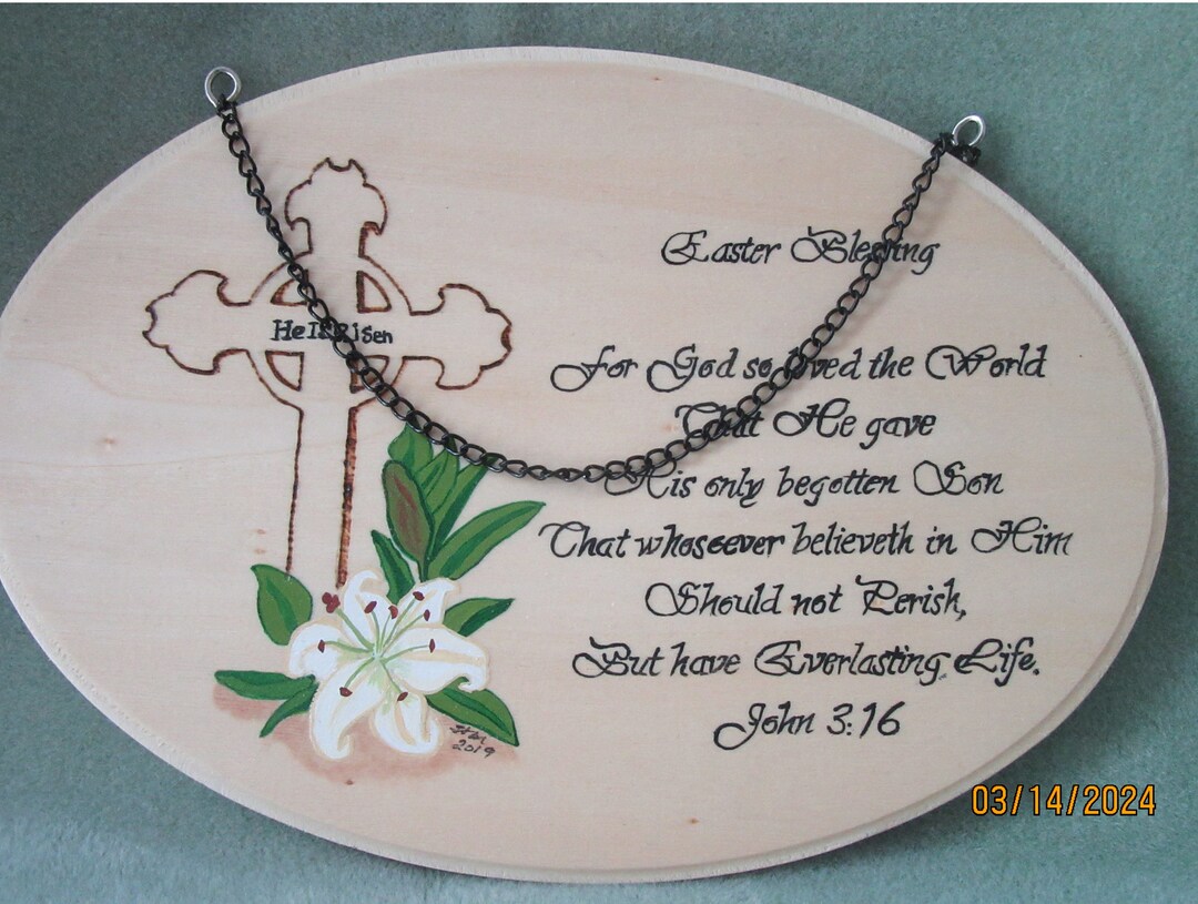 Unstained – Easter Blessing – Wood Wall Art - Pyrography - Etsy