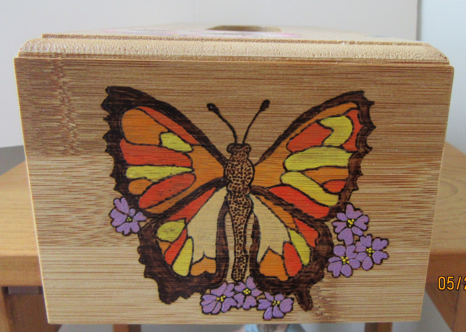 Bamboo Tissue Box Holder With Butterflies Pyrography and | Etsy
