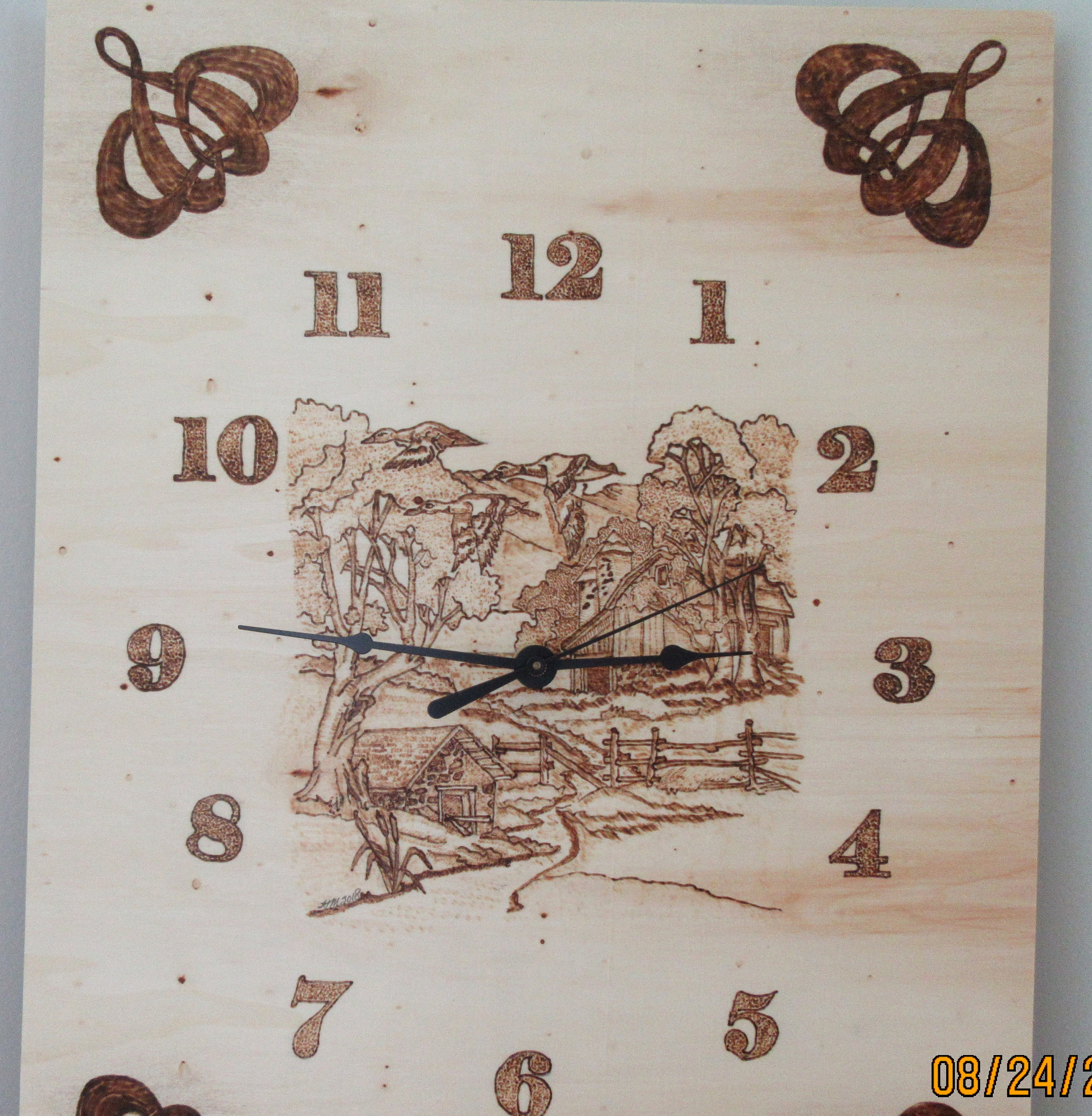 Rectangular Wood Wall Clock Pyrography Hand-burnt | Etsy