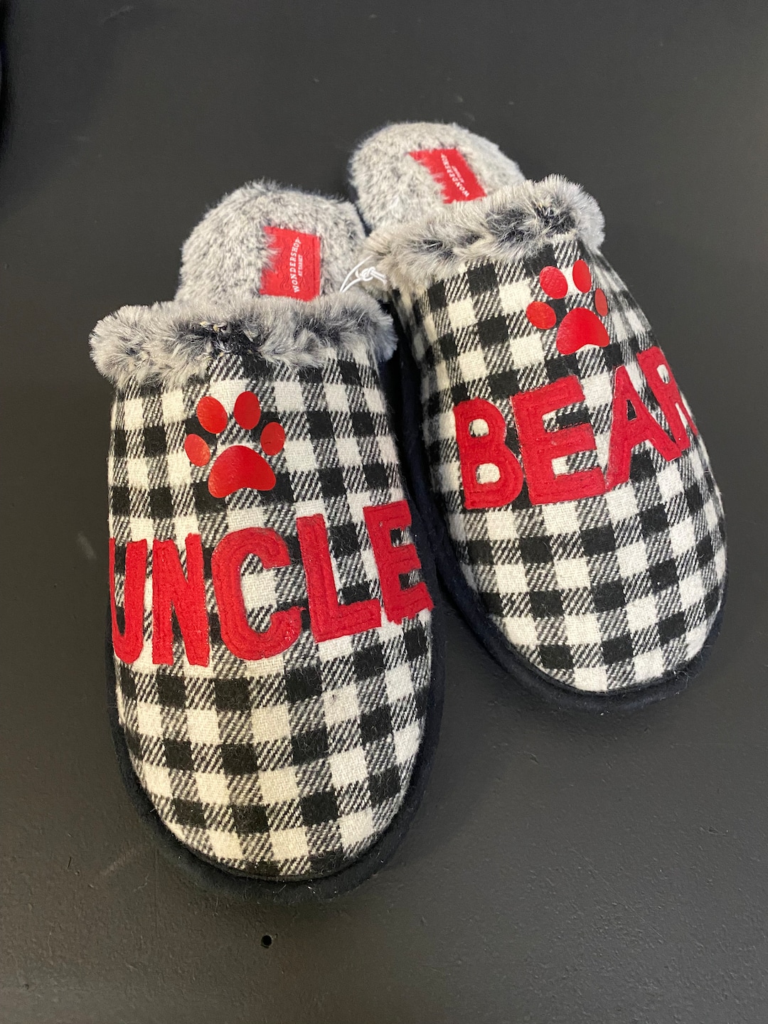 Matching Family Christmas Slippers UNCLE Bear Fur Lined - Etsy