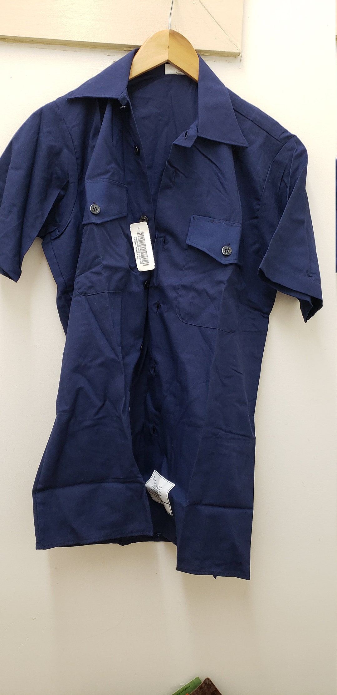 Vintage Military Issued US Navy Men's Short Sleeve Blue Utility Shirt ...