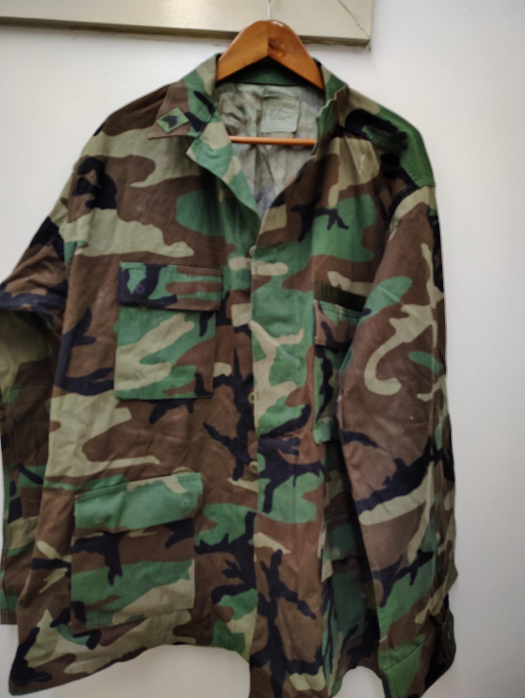 US Military Surplus Vintage BDU Camo Shirt/blouse With Patches-xll ...