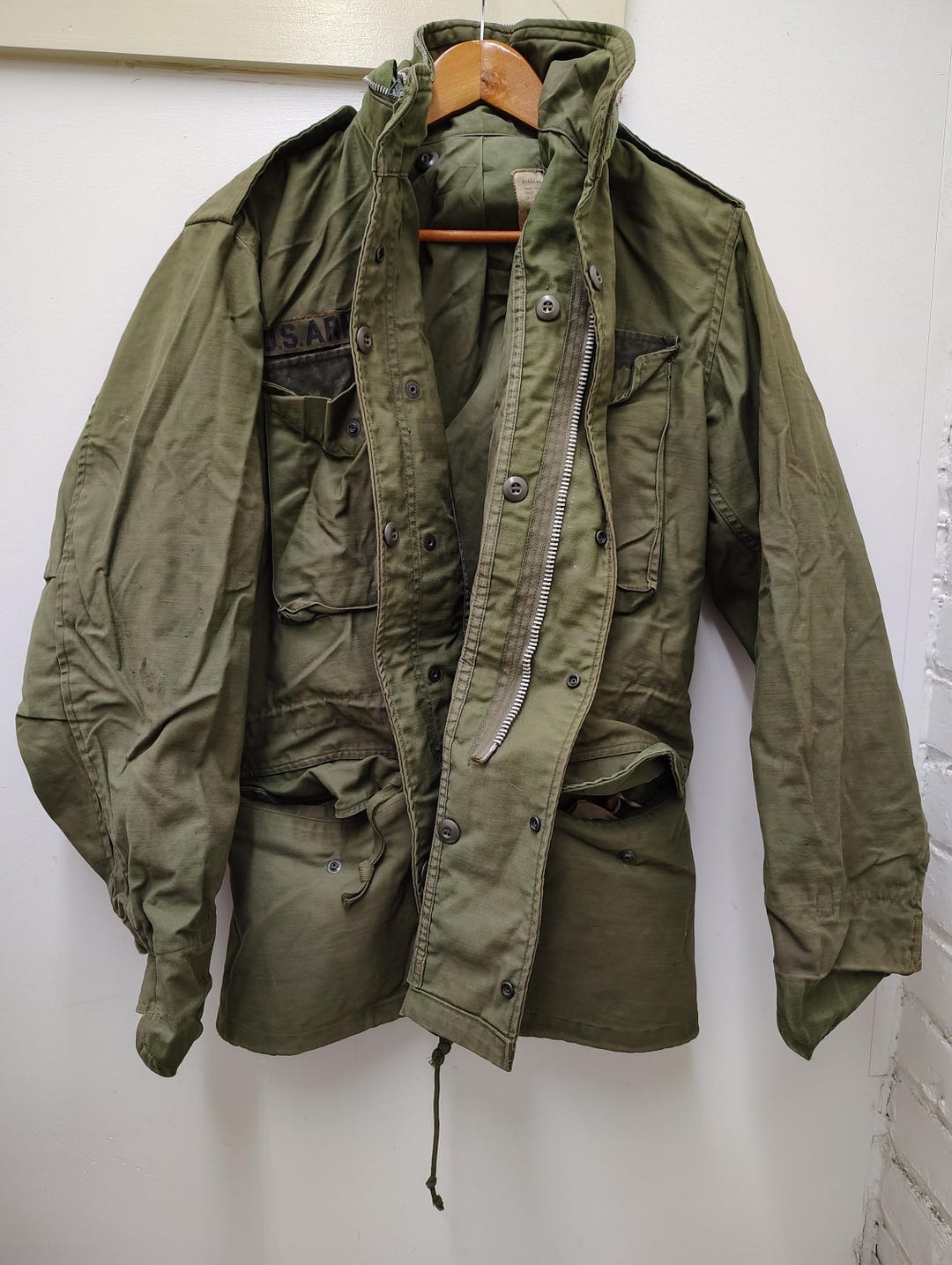Vintage Military Issued Vietnam Era OD Green M65 Field Jacket With Army ...