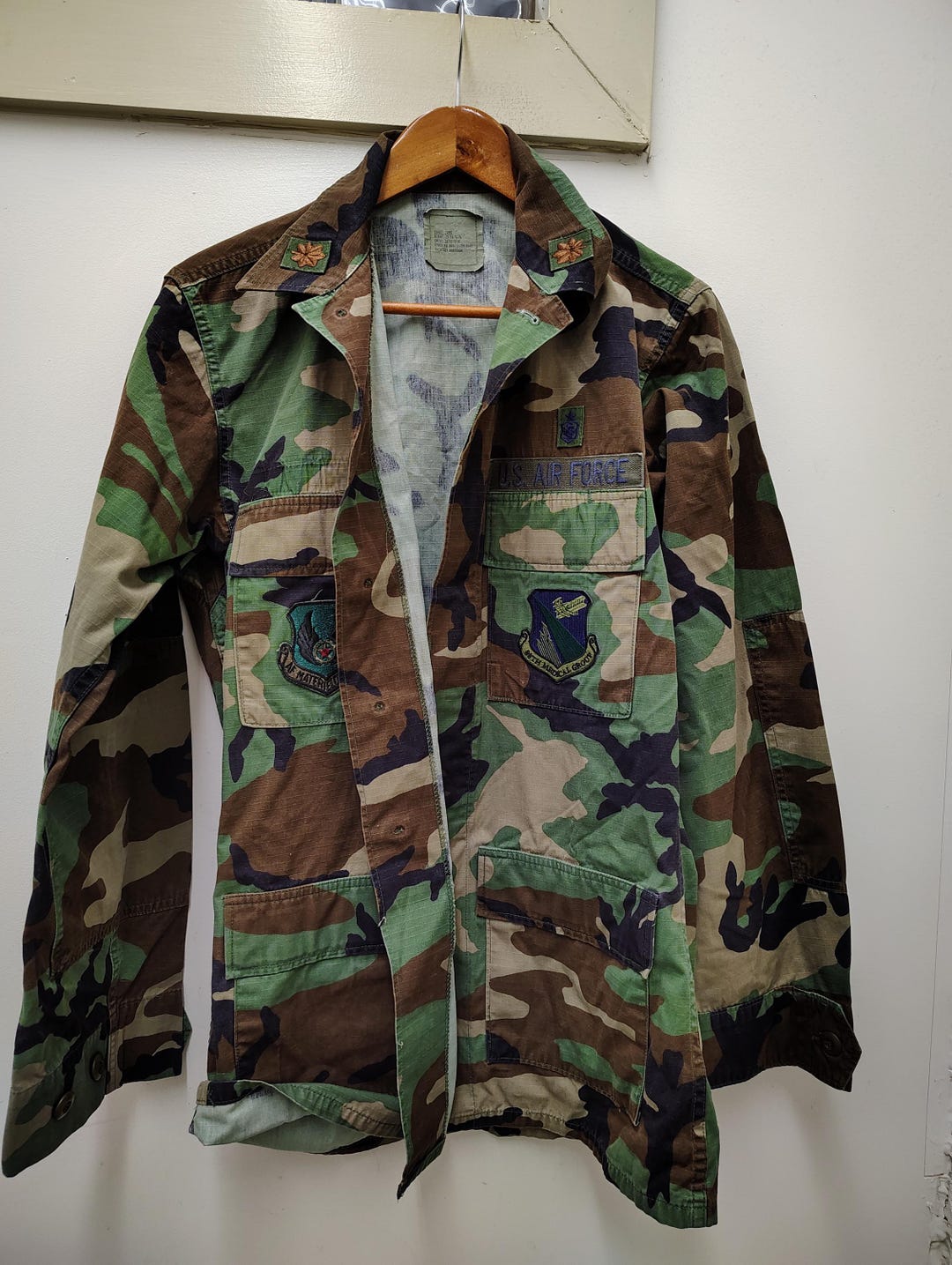 US Military Surplus Vintage Usaf BDU Camo Shirt/blouse With Patches-sl ...