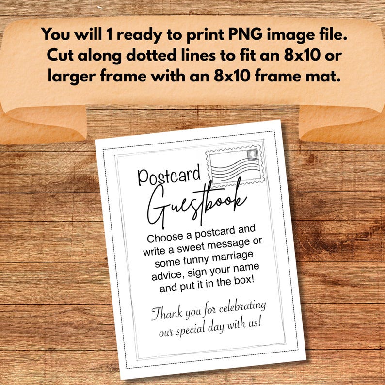 Postcard Wedding Guestbook Sign Png, Print at Home Digital Download - Etsy