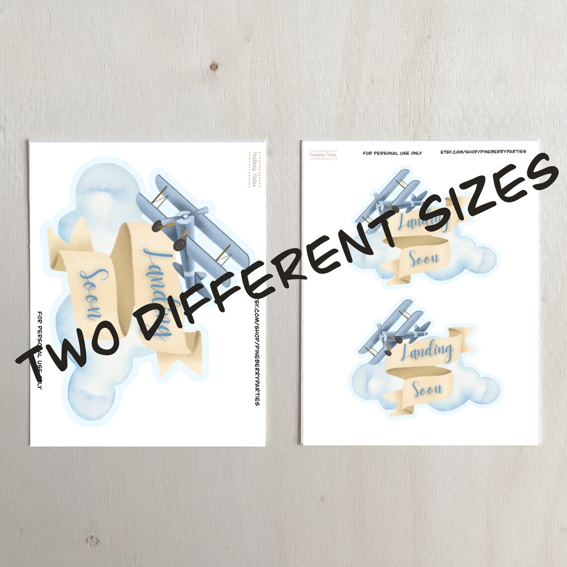 PRINTABLE Landing Soon Cake Topper, Airplane Baby Shower Decorations ...
