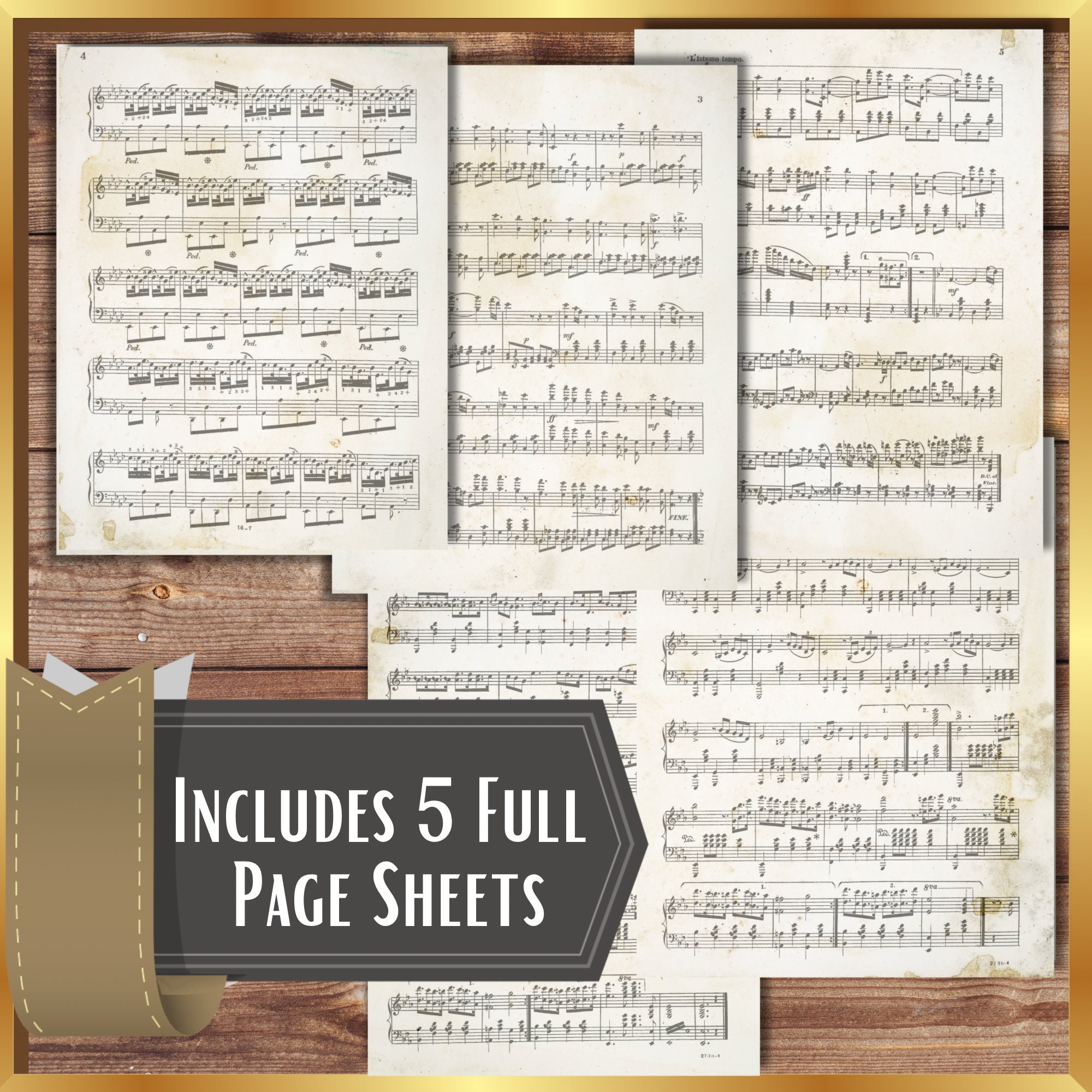 Printable Old Vintage Sheet Music, Music Paper for Junk Journal ...