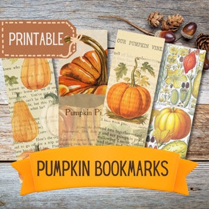 Printable Pumpkin Bookmark Set Printable Bookmarks Fall Fall - Etsy
