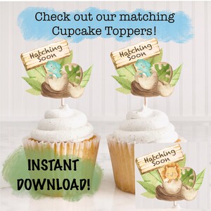 Printable Hatching Soon Cake Topper, Dinosaur Cake Topper Digital, Dino ...