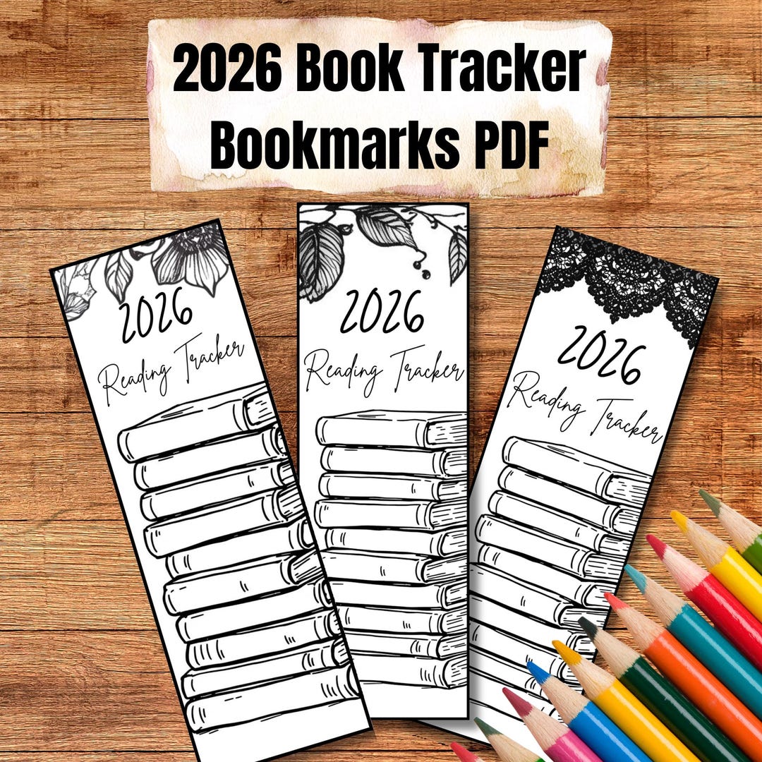 2026 Reading Tracker Bookmarks, New Year Book Goals Gift, Coloring Book ...