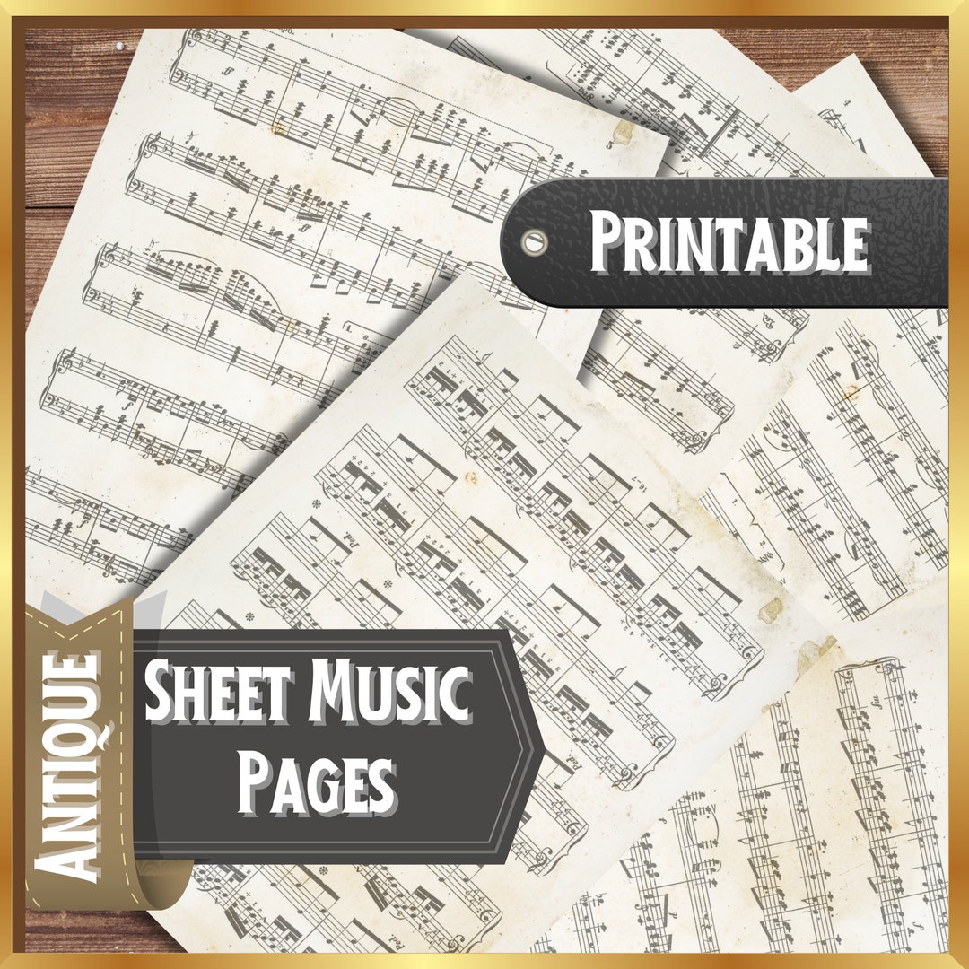 Printable Old Vintage Sheet Music, Music Paper for Junk Journal ...