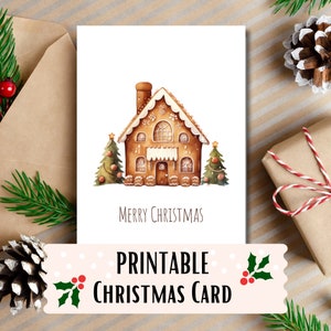 Printable Gingerbread House Card Printable Holiday Cards - Etsy