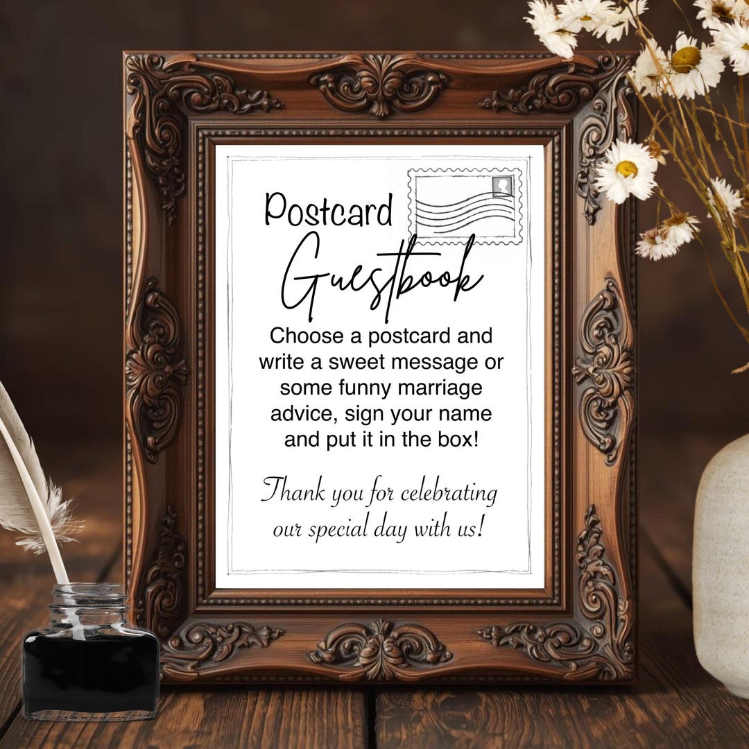 Postcard Wedding Guestbook Sign Png, Print at Home Digital Download - Etsy