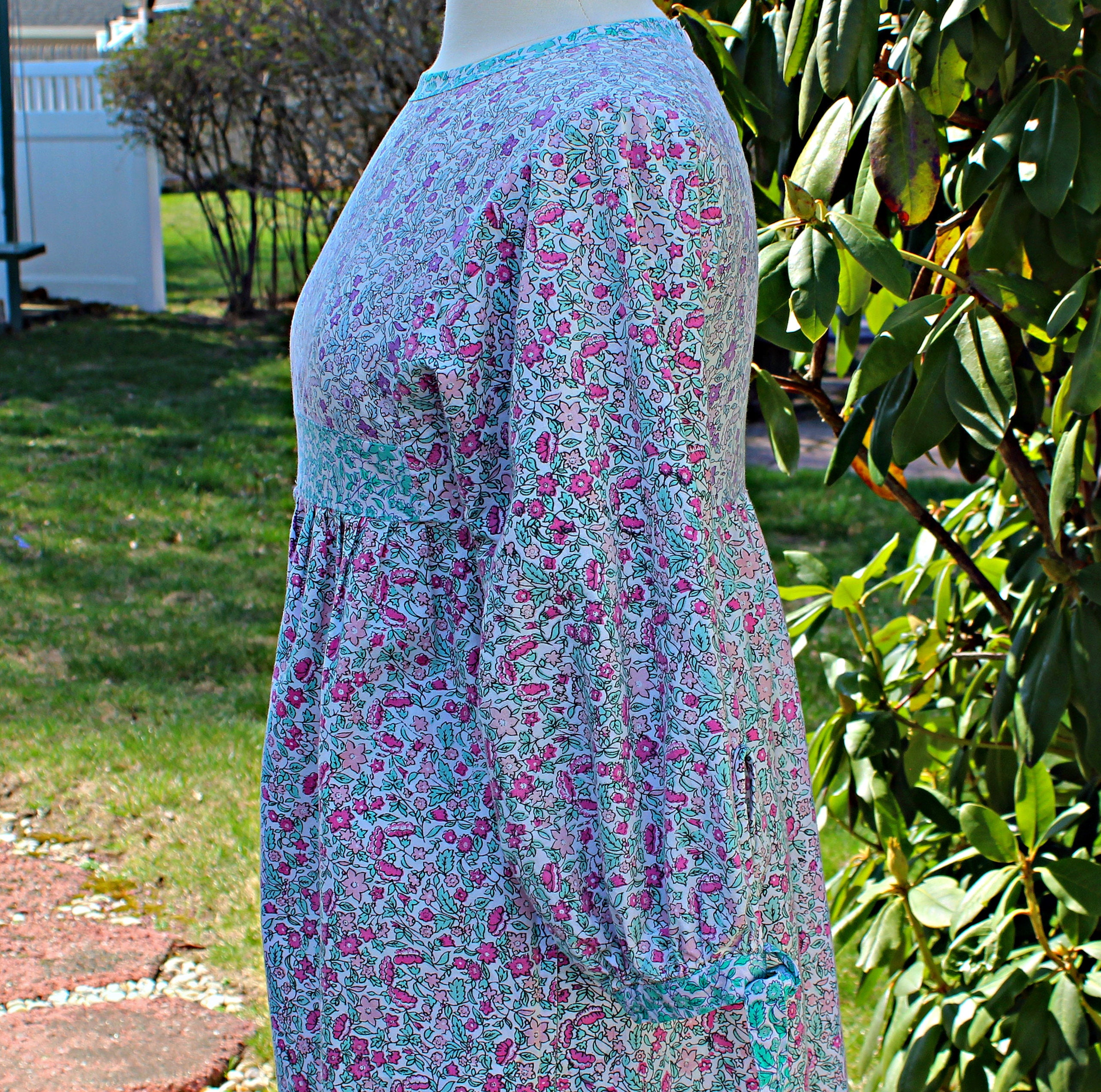 Karavan Indian Cotton Midi Dress, Size M, Vintage 80s Empire Waist ...