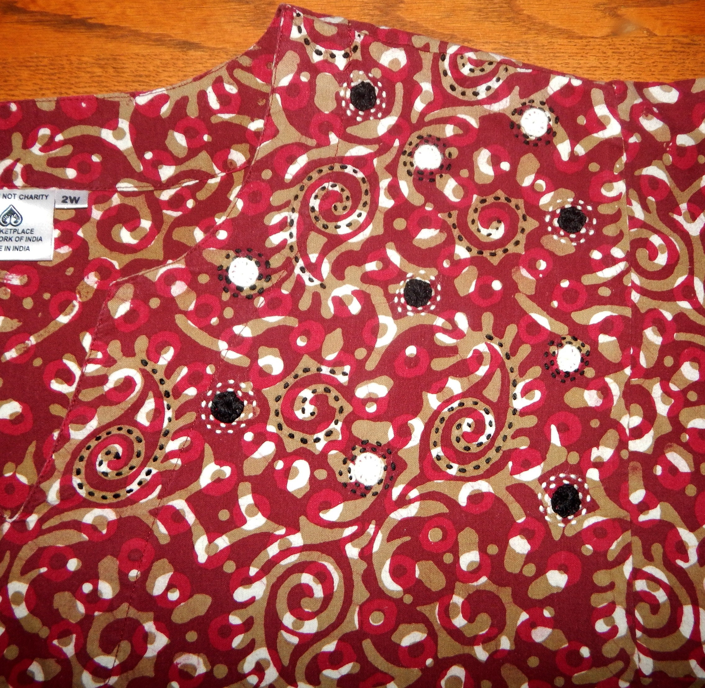 Plus Size Indian Batik Cotton Kaftan Tunic, Size 22, 24, Vintage 90s ...