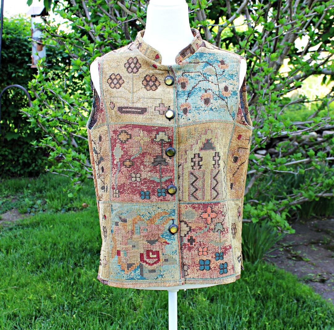 Vintage 90s Southwestern Tapestry Vest, Size S M, Vintage Bettz Designs ...