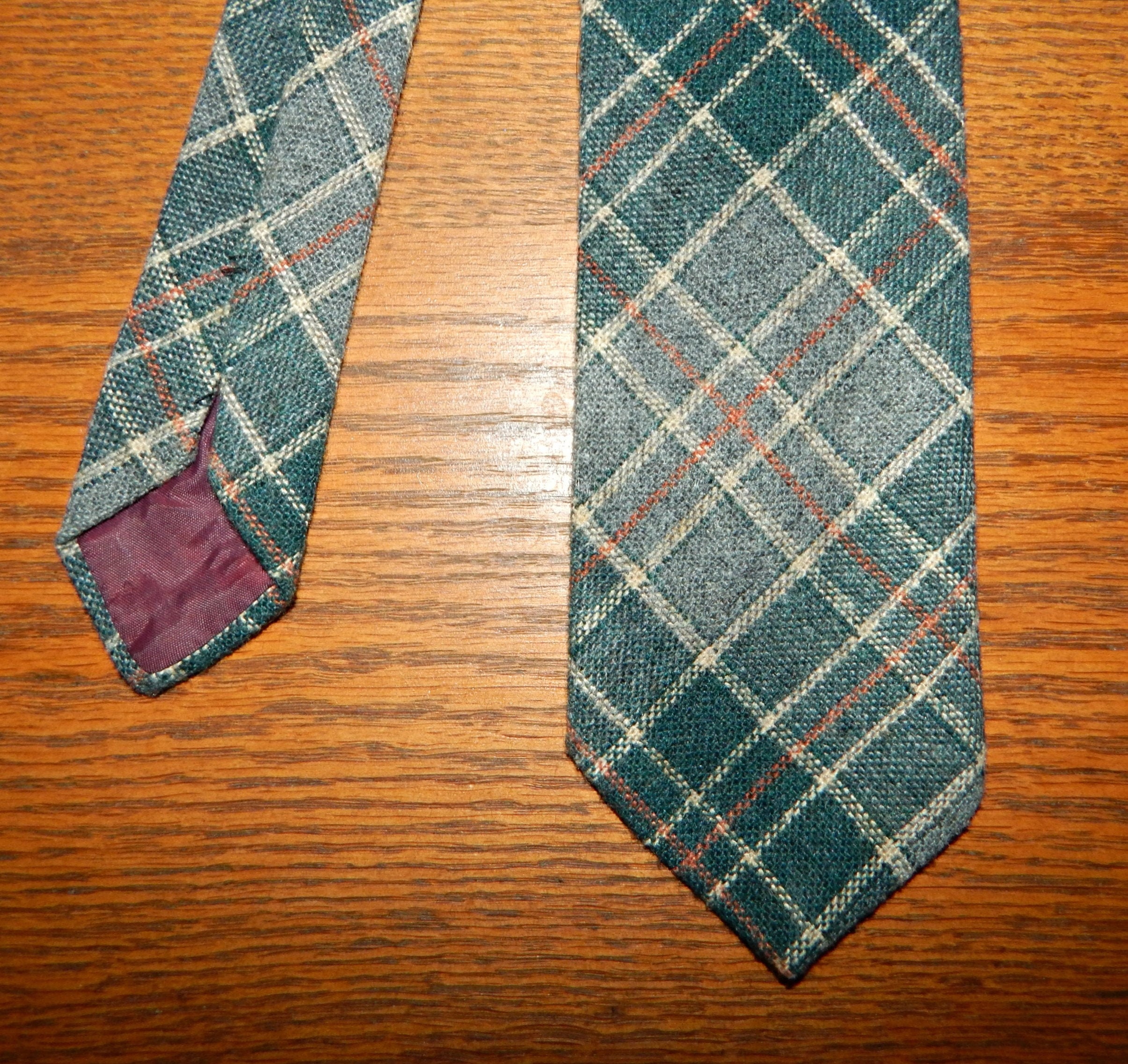 60s British Tartan Plaid Neck Tie, Vintage Brittany House London,Green ...