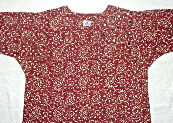 Plus Size Indian Batik Cotton Kaftan Tunic, Size 22, … - Gem