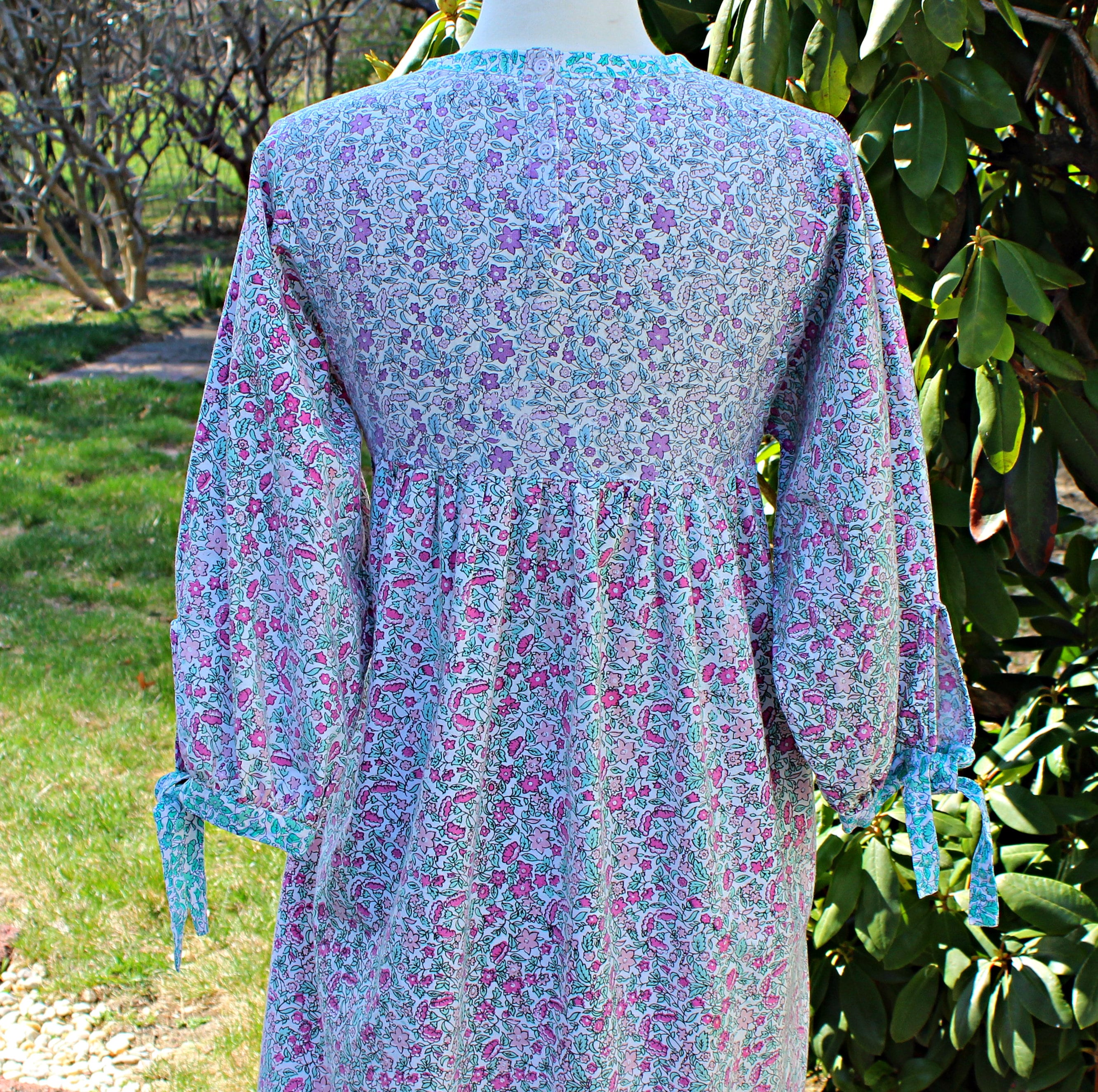 Karavan Indian Cotton Midi Dress, Size M, Vintage 80s Empire Waist ...