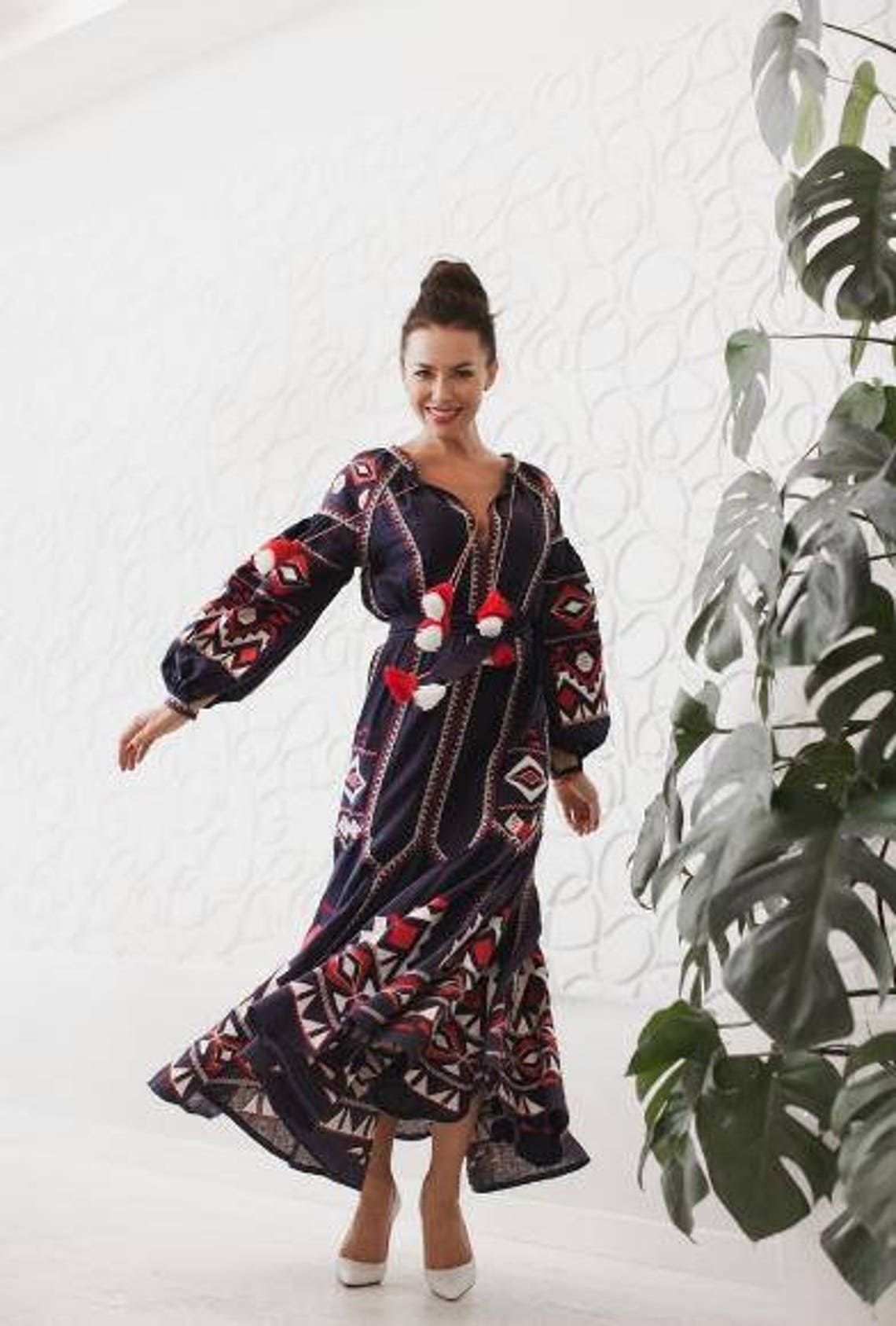 Embroidered Fashion Dress Boho With Ethnic Custom Embroidery | Etsy