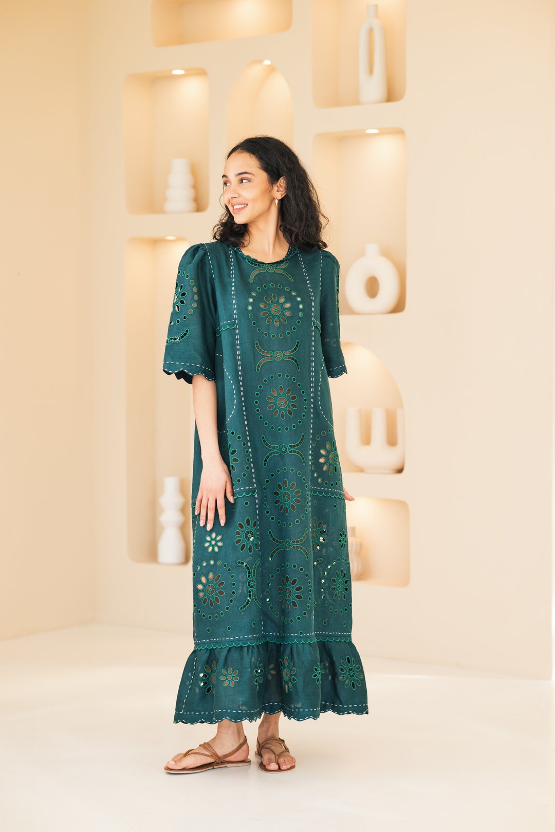 Ana Eyelet Embroidered Dress Ukrainian Vyshyvanka in S-M - Etsy