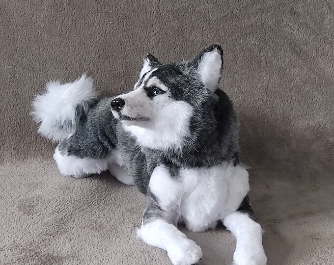 Siberian Husky, Realistic Poseable, Art Doll Animal, Oak/ Lalka ...