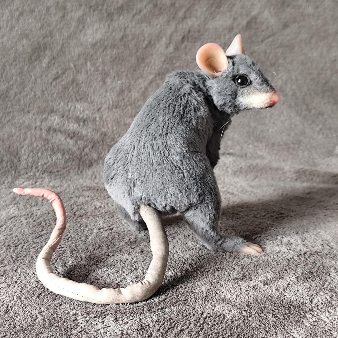 Big Fluffy Gray Mouse Poseable Art Doll, Animal, Plush Toy - Etsy