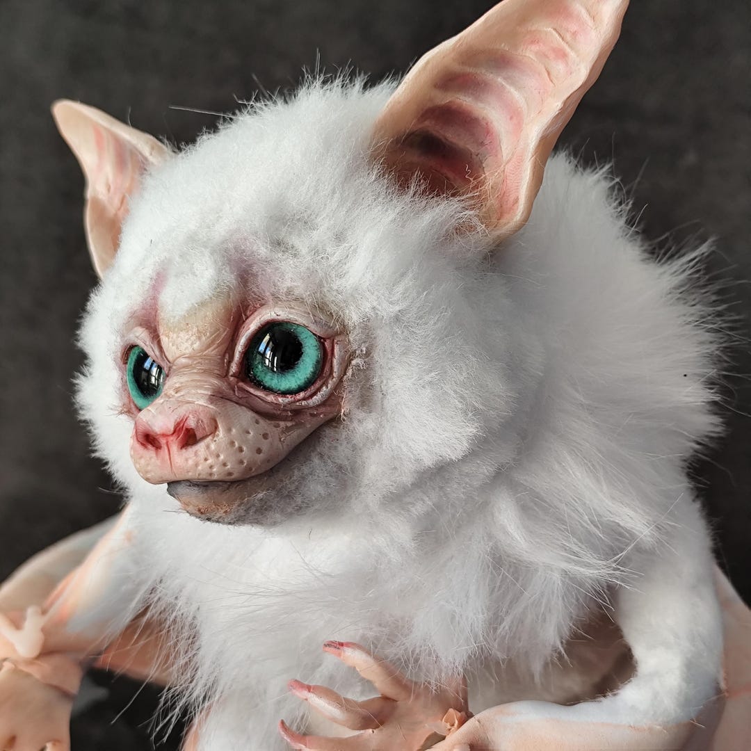 A Large, Fantasy White Bat Creature, Beast, Monster, Art Doll, Ooak - Etsy