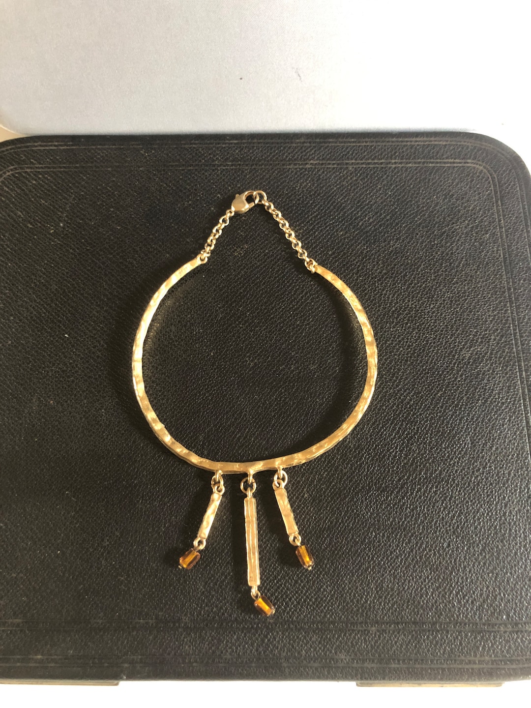 Biche De Bere Golden Torque Necklace Charms Signed 90s - Etsy