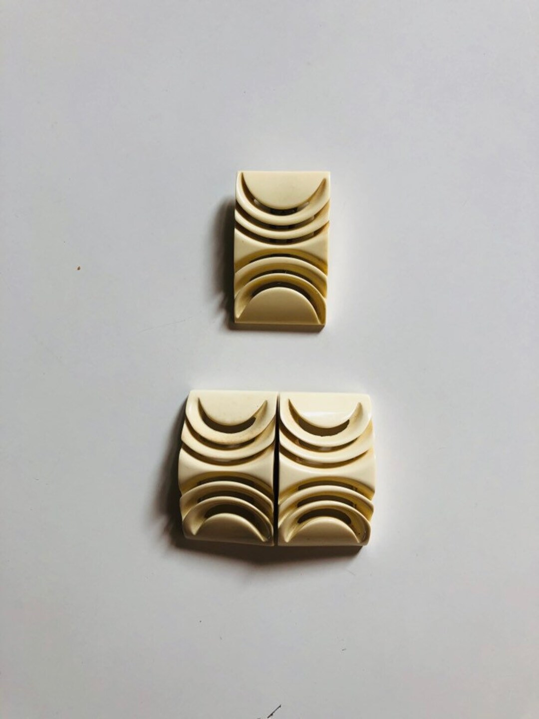 Bakelite Clip Clothes and Belt Buckle Art Deco Carved Bakelite ...