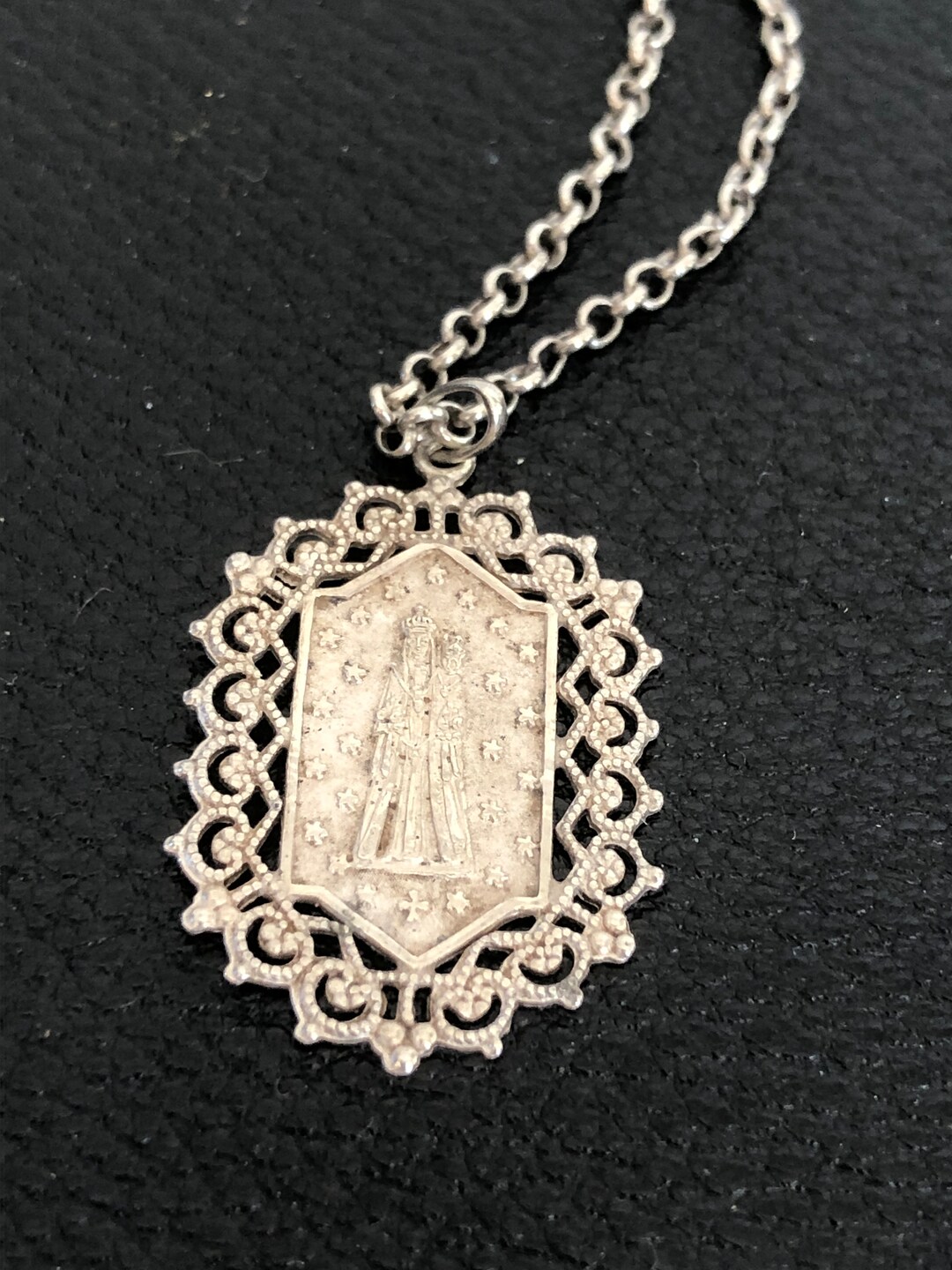 Necklace Medal Chain Silver Hallmark Notre Dame De Fourviere Religious ...