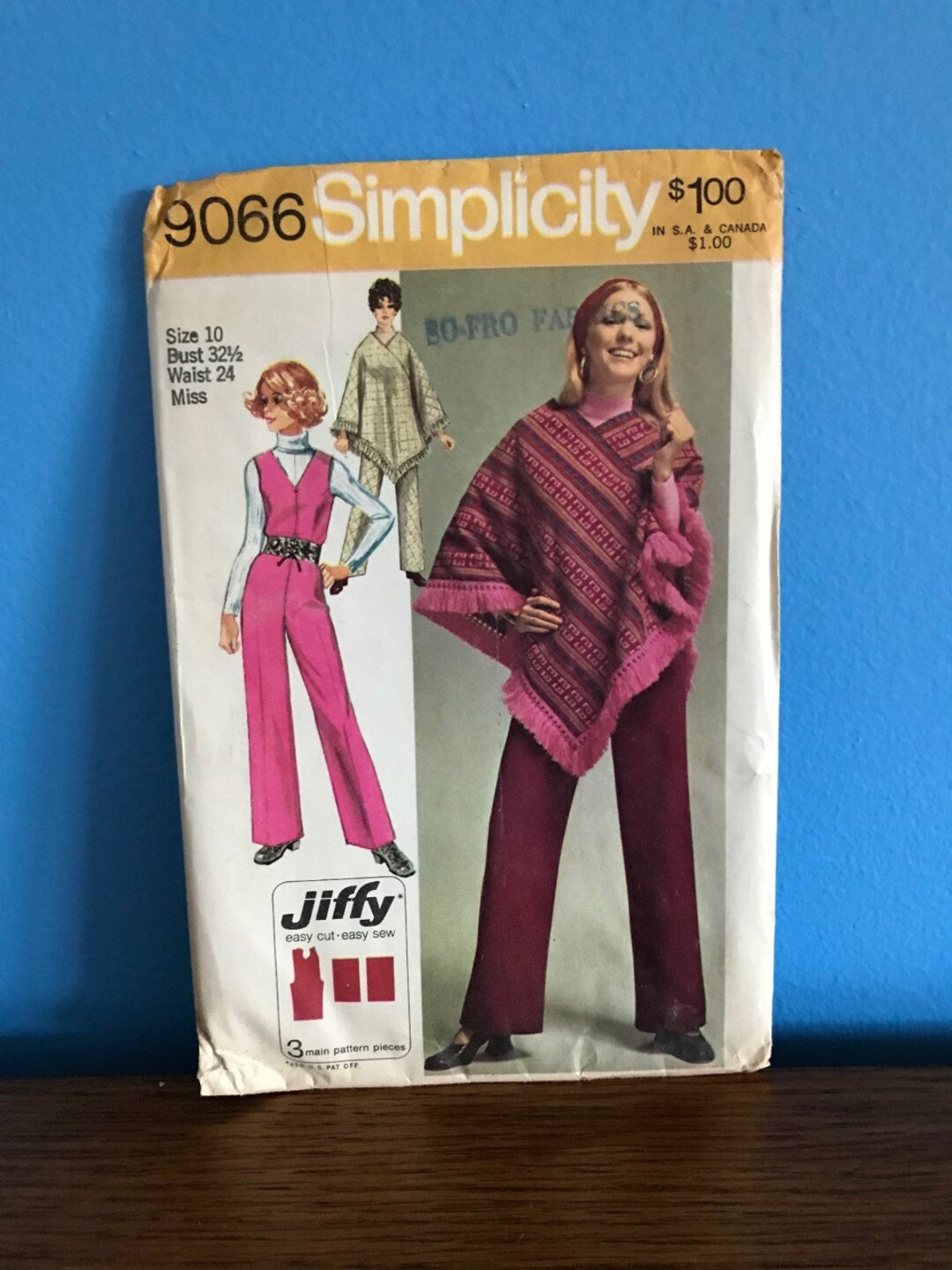 1970 Simplicity 9066 Misses' Jiffy Jumpsuit and Poncho - Etsy