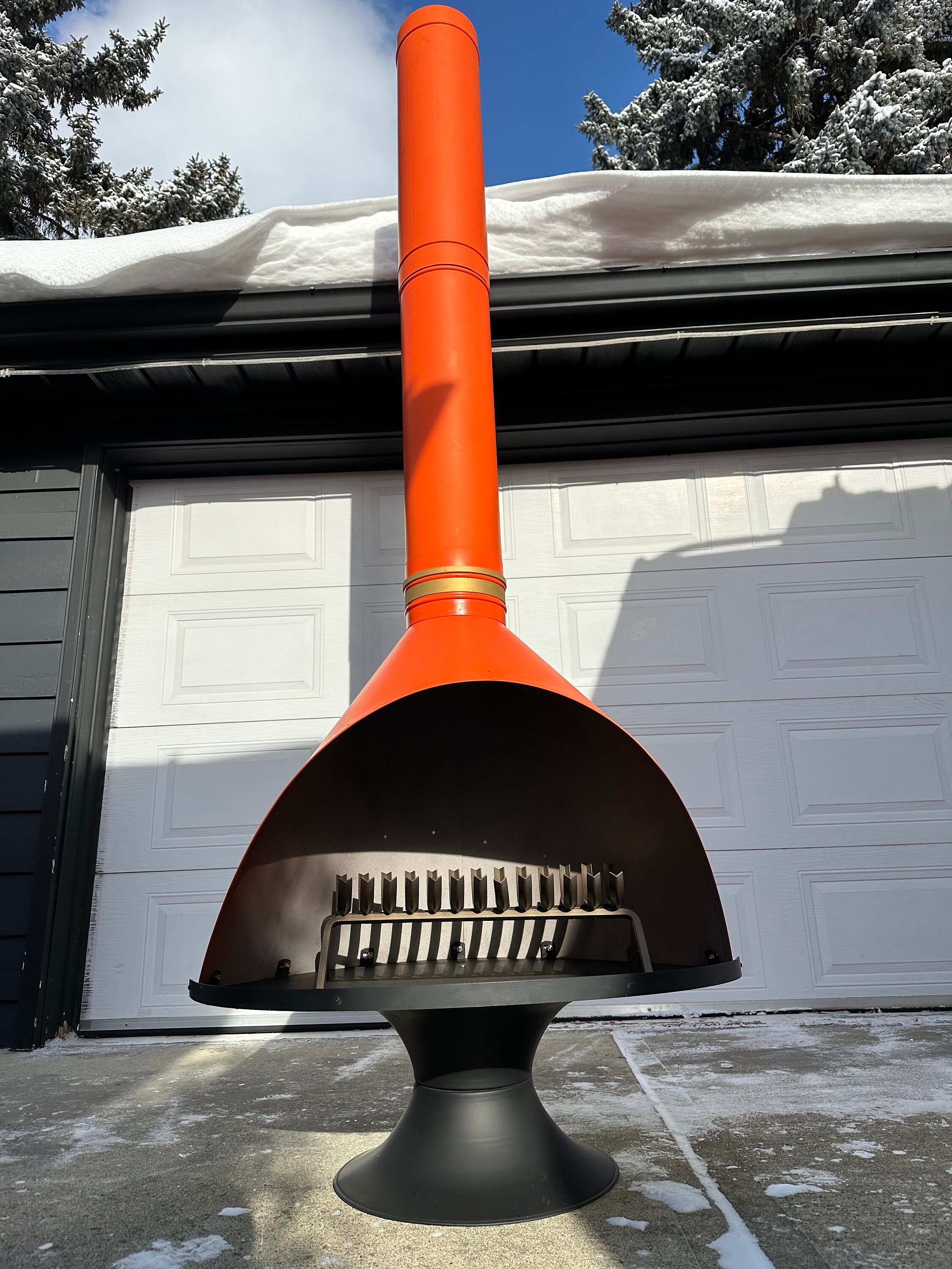 Mid Century Modern Orange Electric Preway Fireplace W/ 2 Pipe Sections ...