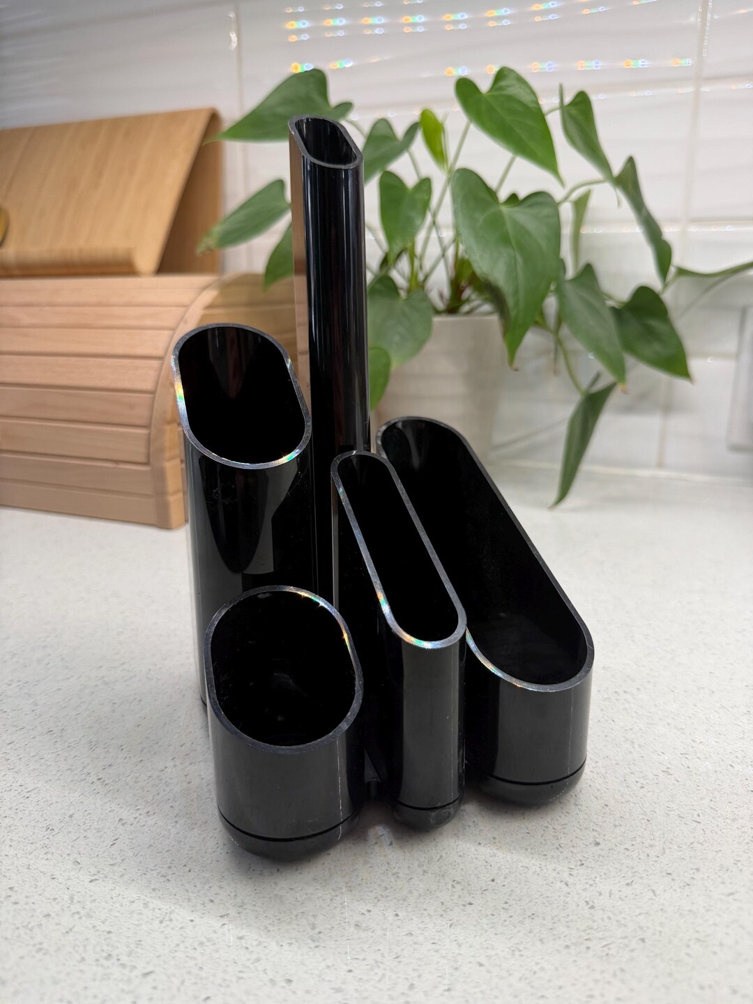 Vintage Eldon Gloss Black Desk Set – Pencil Palace, Letter Sorter ...