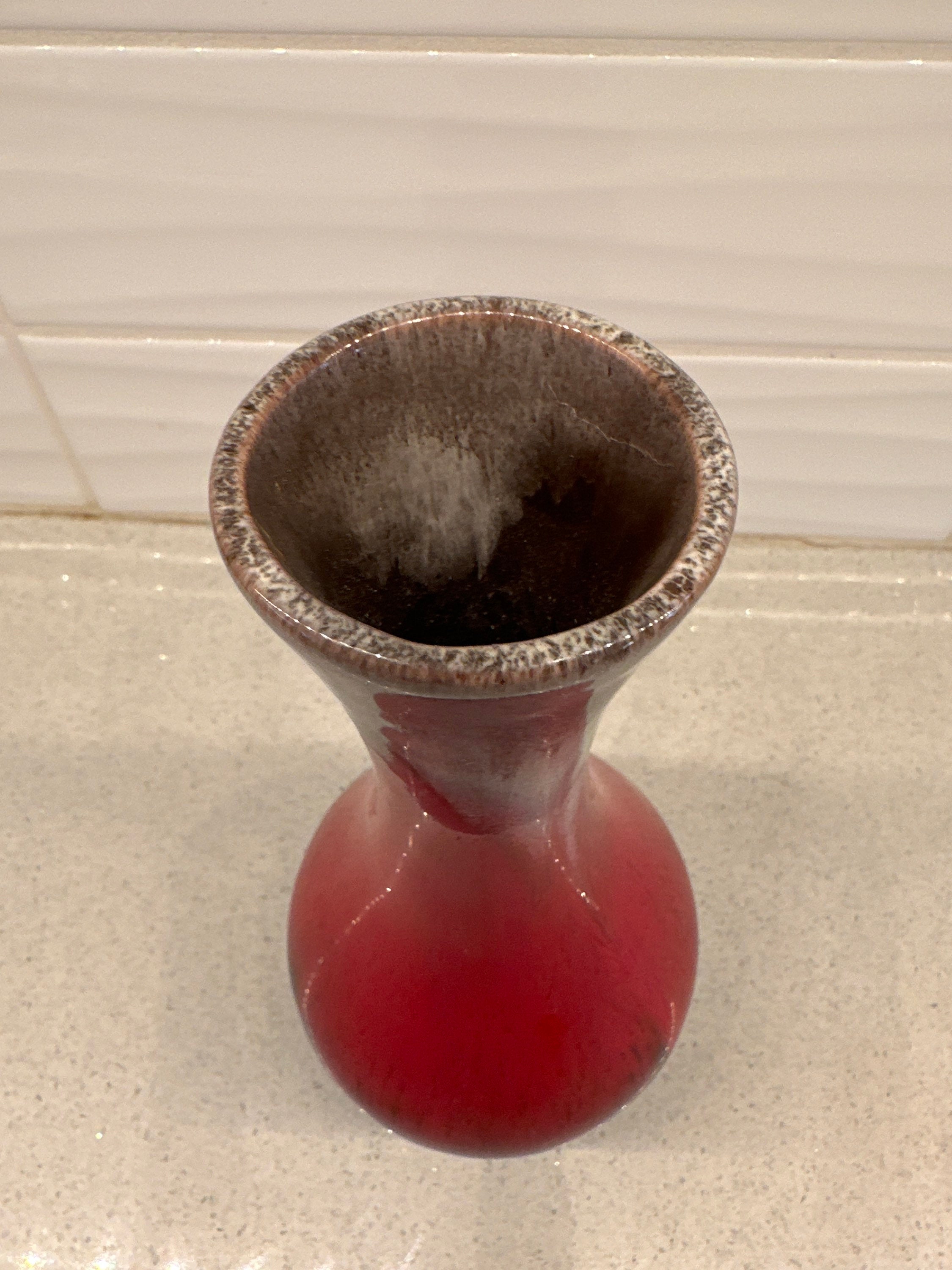 Mid Century Vintage Canadiana Pottery Red Grey Black Drip Glaze Vase by ...