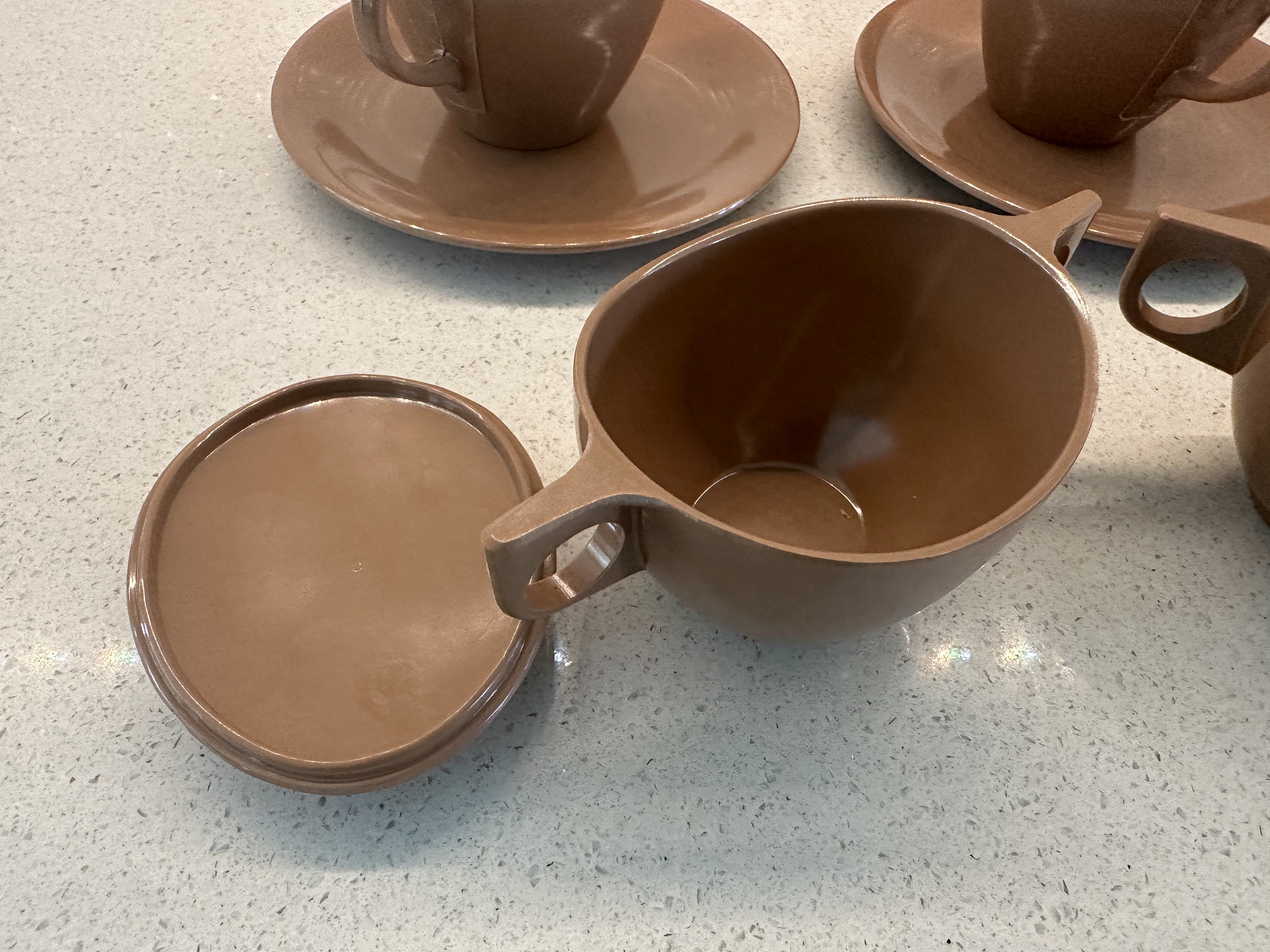Lot of Vintage Melmac Melamine Dinnerware 6 Brown Cups, 6 Plates, 1 ...