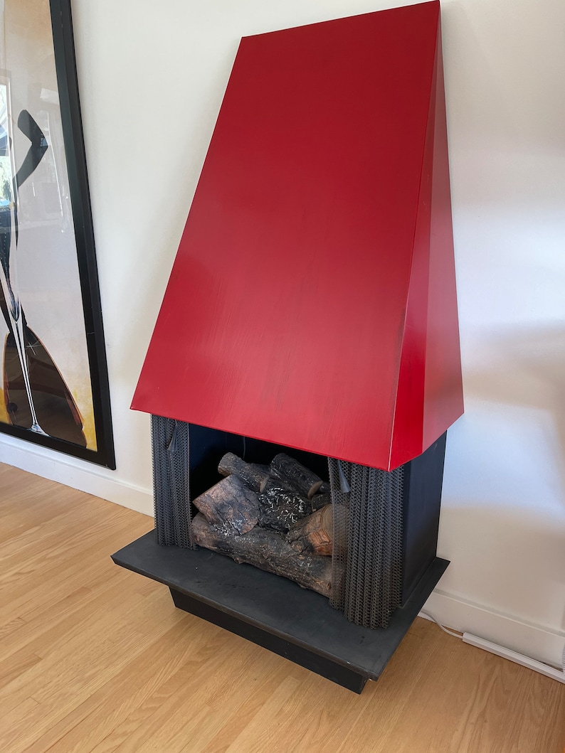 Mid Century Modern Vintage Freestanding Electric Fireplace in Red - Etsy