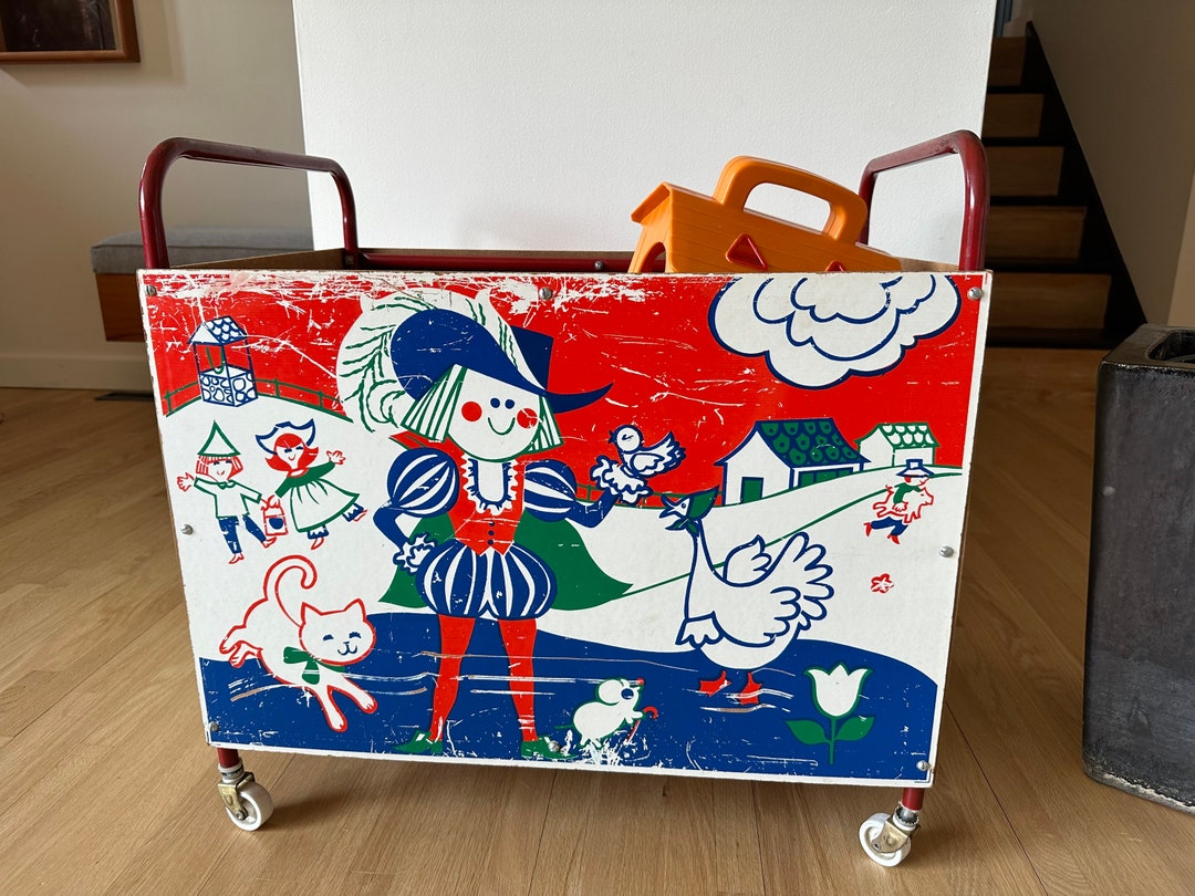Vintage 1950s Push Cart Toy Box on Castors - Etsy
