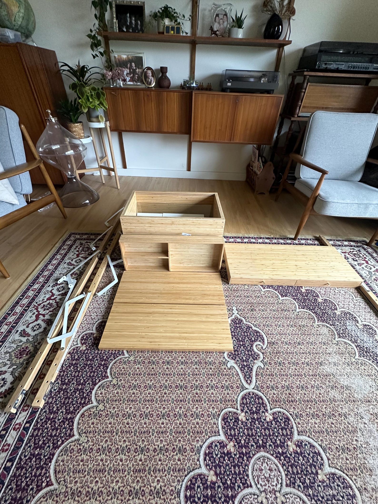 Ikea SVALNAS Bamboo Wall Unit Book Shelves and Desk Workspace in the ...