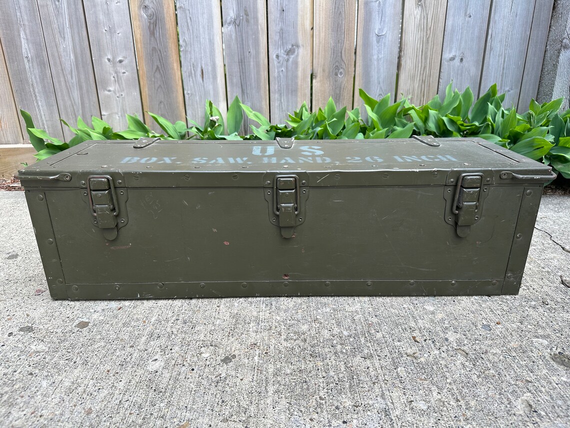Vintage 60s Large Military Wood Storage Box US - Etsy