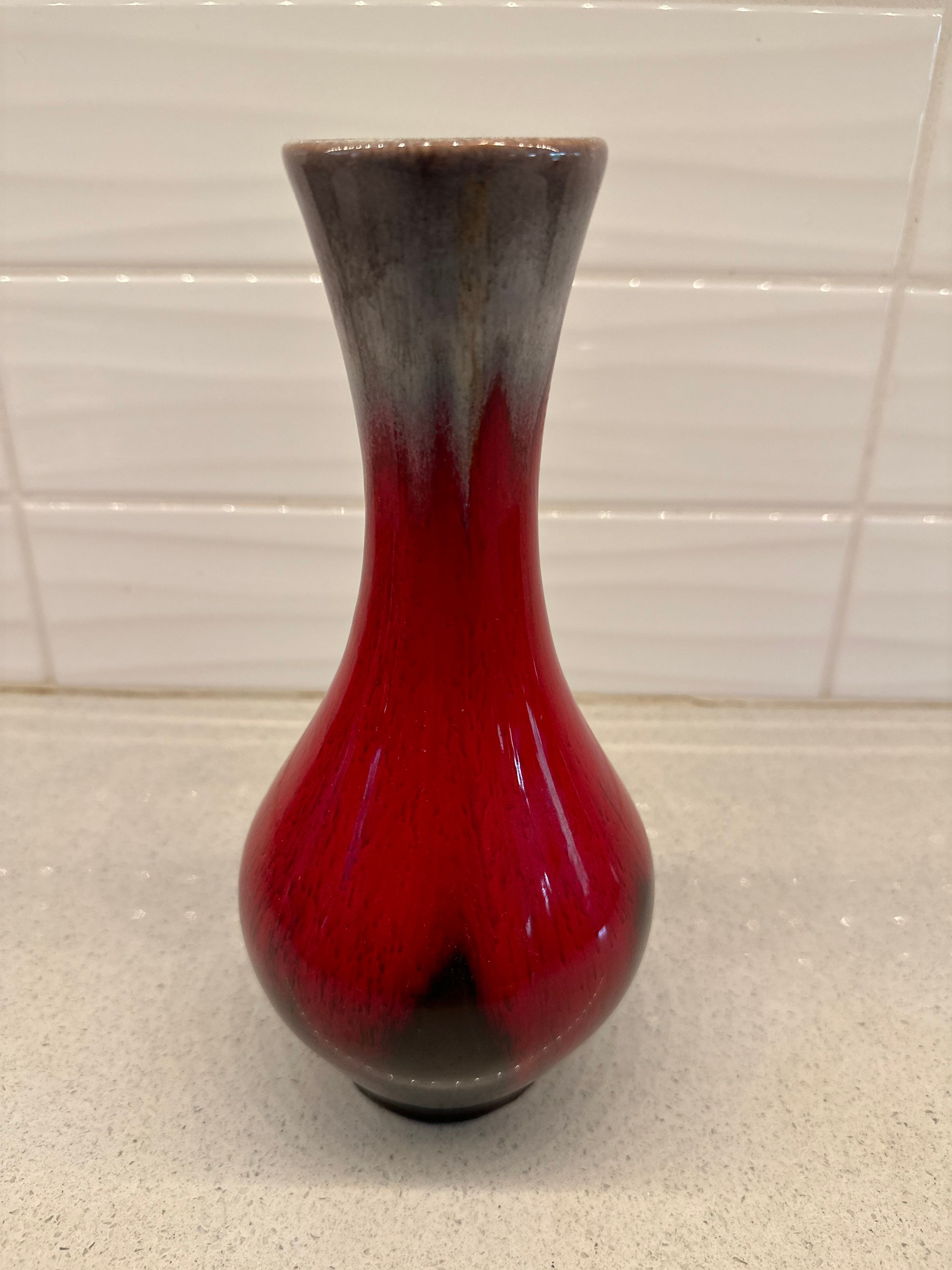 Mid Century Vintage Canadiana Pottery Red Grey Black Drip Glaze Vase by ...