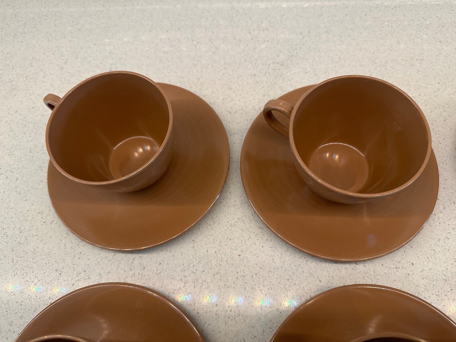 Lot of Vintage Melmac Melamine Dinnerware 6 Brown Cups, 6 Plates, 1 ...