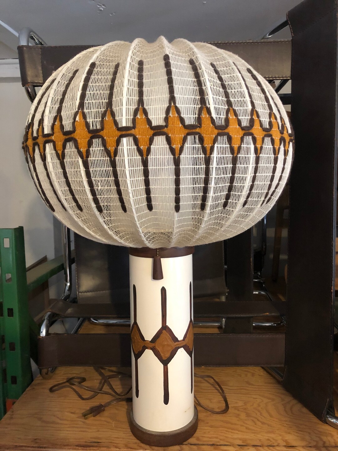 Mid Century Woven String Art Lamp - Etsy