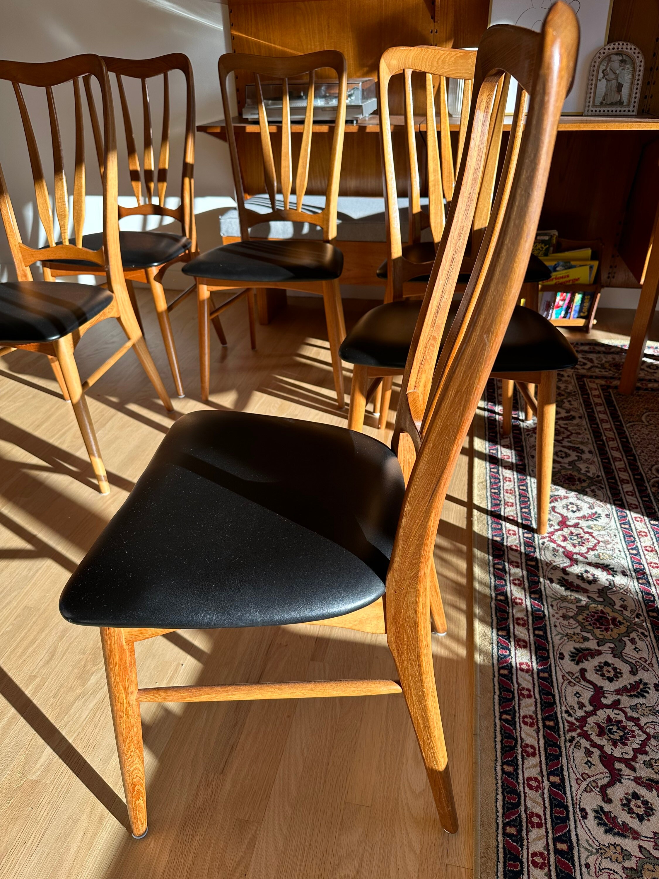 Set of Six Niels Koefoed ingrid Dining Chairs in Teak and Original Simil Leather - Etsy