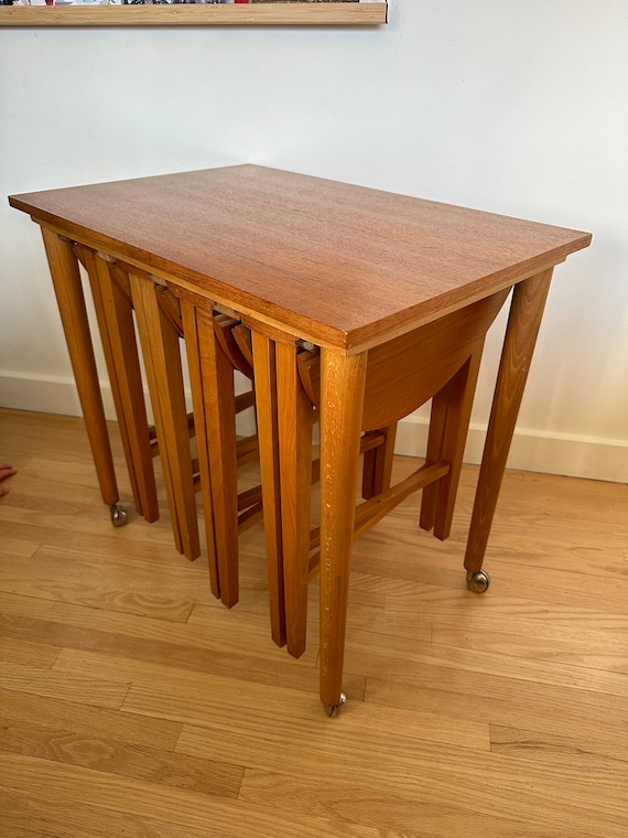 Mid Century Danish Teak Nesting Tables by Poul Hundevad 1960s Etsy