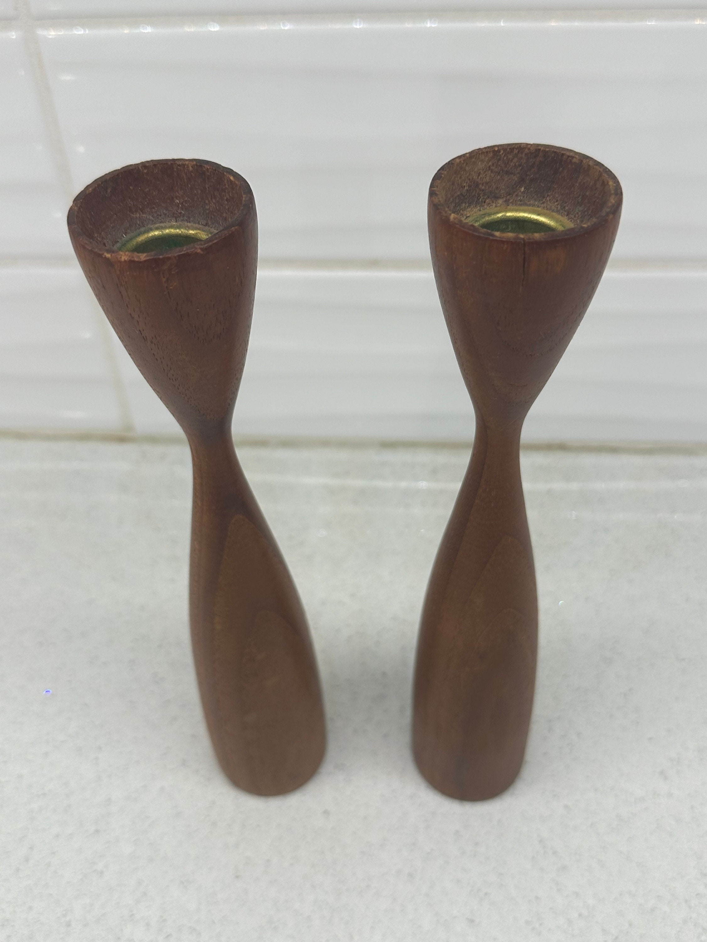 Mid-century Danish Teak Candlesticks - Etsy